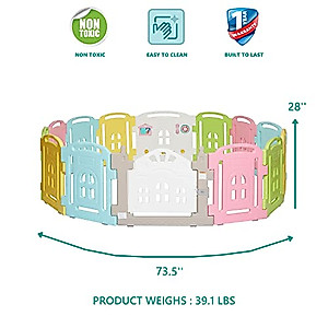 Dream On Me 14 Panel Groovy Play Center, Play Pen, Playard in Multi Colors