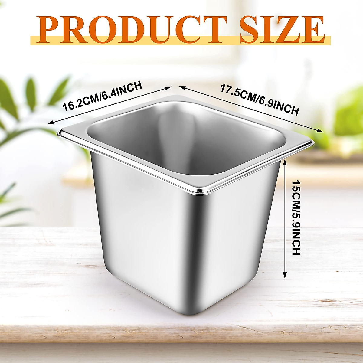 8 Packs Stainless Steel Hotel Pans 1/6 Size x 6" Deep Steam Table Pan with Lids Commercial Food Storage Containers Stackable Metal Steamer Pan Anti-Jam Hotel Pan Restaurant Warm Pans for Buffet Party