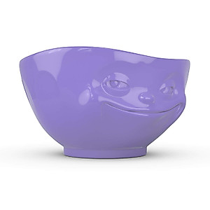 FIFTYEIGHT PRODUCTS TASSEN Porcelain Bowl, Grinning Face Edition, 16 oz. Purple, (Single Bowl) for Serving Cereal, Soup