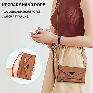 Wallet Case for Samsung Galaxy S20 FE 5G 6.5 inch Flip Zipper Purse Handbag with Credit Card Holder Shoulder Strap Wrist Strap Phone Cover for S 20 EF UW S20FE5G S20FE 20S S2O Fan Edition 4G G5 Brown