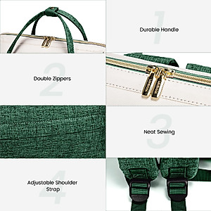 LOVEVOOK Laptop Backpack Purse for Women, Fashion Work Travel Bags, Business Computer Backpacks, Doctor Nurse Backpack with USB Port, fits 15.6-Inch Laptop, Beige-Dark Green