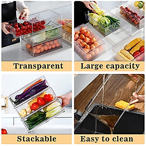 Eanpet 4Pack Fridge Drawer Organizers and Storage Clear Pull Out Drawers for Vegetable Fruit Container for Refrigerator organizer Bins with Handle Stackable Produce Saver Pantry Organization