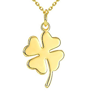 Greendou Fashion Jewelry 18K Gold Cute Four-Leaf Clover Lucky Adjustable Pendant Necklace