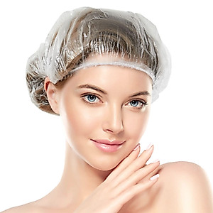 100 PCS Shower Cap Disposable, Dalabeng Bath Caps Large Thick Clear Plastic Elastic Hair Bath Caps For Women Kids Girls, Travel Spa, Hotel and Home Use, Hair Solon…