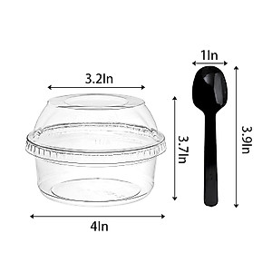 WUWEOT 50 Pack Plastic Dessert Cups, 12 oz Clear PET Dessert Bowls, Disposable Parfait Cups with Lid (No Hole) for Ice Cream Fruit Iced Cold Drinks Dessert Yogurt Cereal Parfait Puddings Mousse