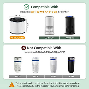 AP-T10FL Replacement Filter for HoMedics AP-T10-BK and AP-T10-WT Air Purifie-r, 360-Degree H13 True HEPA AP-T10 Filter, 2 Pack