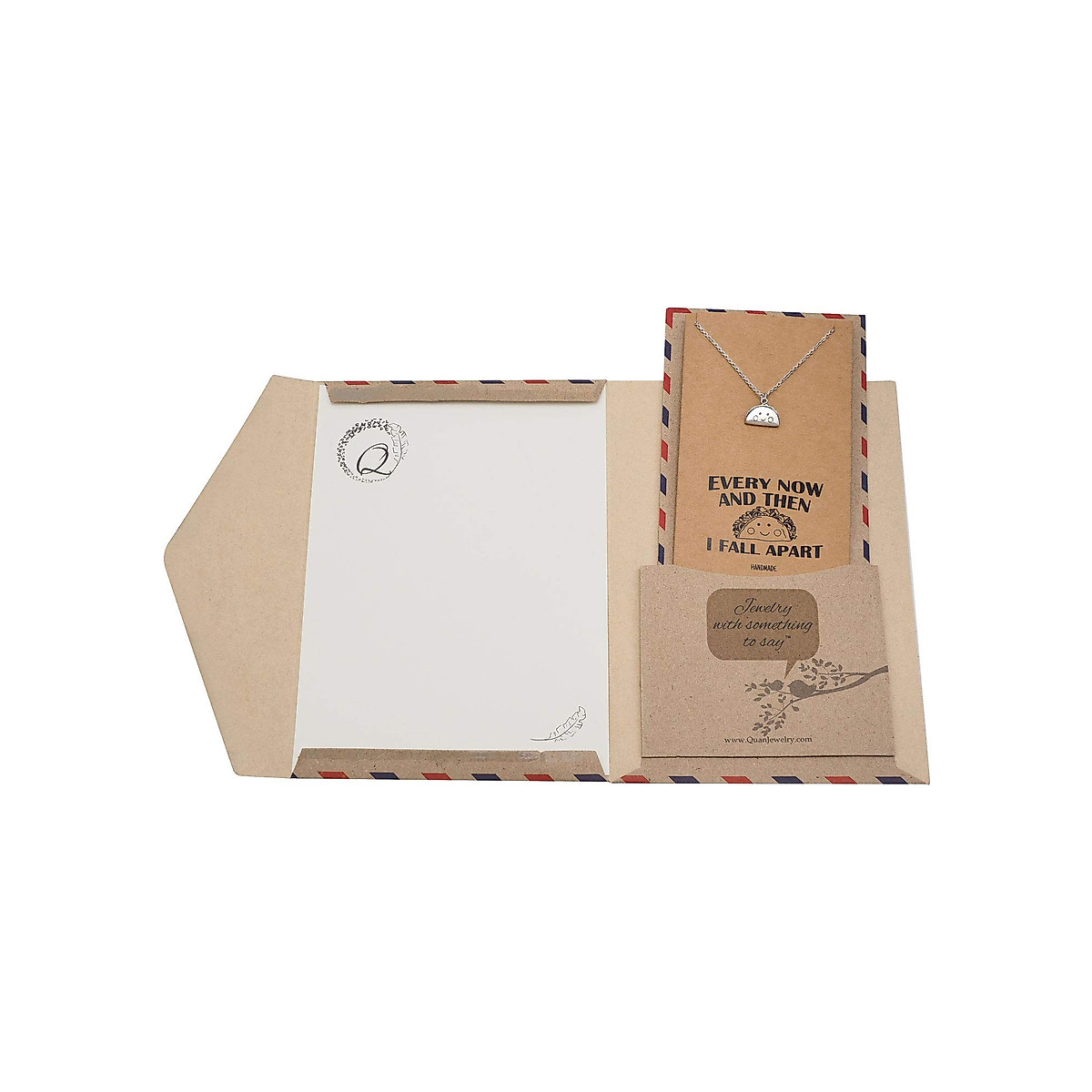 quan jewelry Taco Necklace, Gifts for Foodie Taco Lovers Mexican Food, Spanish Taco, Fall Apart Funny Quote Pendant Charm - Handmade, Rhodium Plated