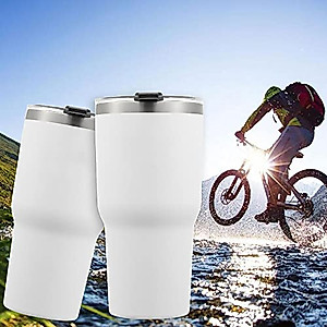 CYETUS 30oz Tumbler with Lid, Stainless Steel Vacuum Insulated Coffee Tumbler Cup, Double Wall Powder Coated Travel Mug, White