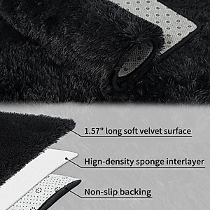 GarveeHome 9x12 Fluffy Rug Extra Large Plush Shag Area Rugs for Living Room, Soft Furry Fur Rugs for Bedroom Non Shedding Fuzzy Accent Rug Carpet Floor Covers for Home Decor, Black