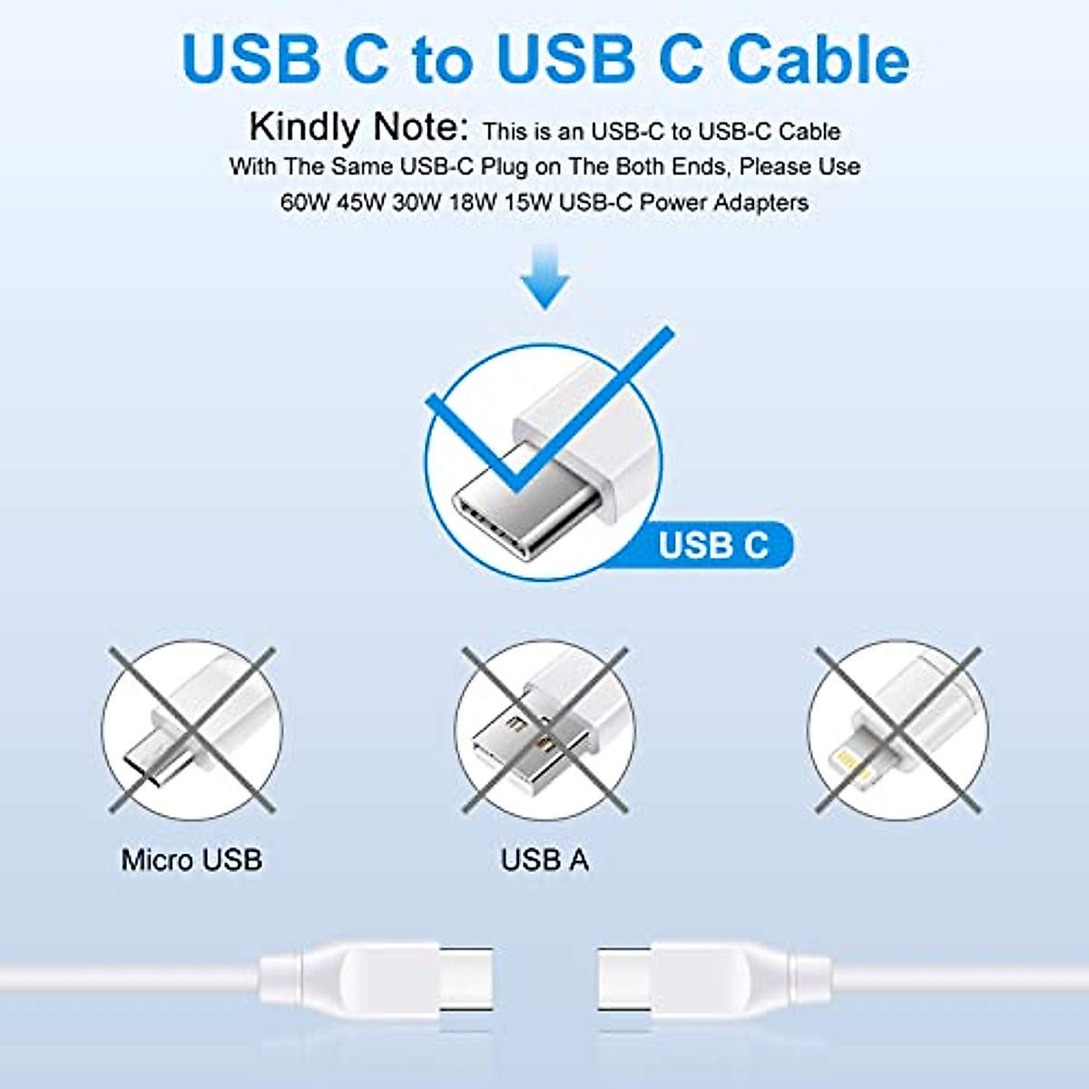 Samsung Charger Fast Charging Cable for Galaxy S24 A54 S23 S22 Ultra A14 A23 A34 A24 5G A13 A12 A53 A51 A03S S21 S20 FE 5G S10 S9,60W USB C to USB C Cable Fast Charger Cord for Pixel 8 7 6 Pro 6A 5A