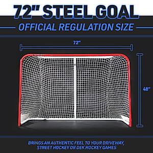 Franklin Sports NHL Street Hockey Goal - Quikset Official Size Regulation Steel Street + Roller Hockey Net Set with Shooting Board - 72" x 48"