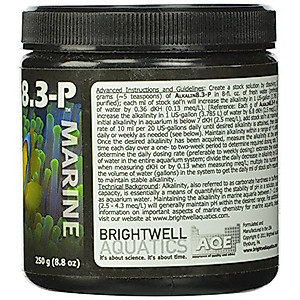 Brightwell Aquatics Alkalin8.3-P - Alkaline KH Buffer Powder for All Marine and Reef Aquariums, 250-g