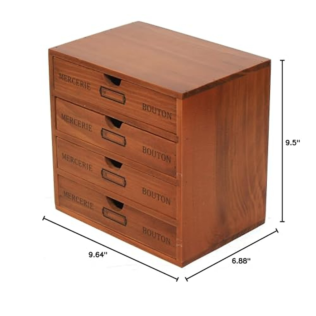 SanBouSi Desk Organizer Wooden Storage Box with 4 Drawers, Storage Cabinet Organizer Traditional Wooden Storage Box Antique Small Craft Jewelry Storage Apothecary Cabinet