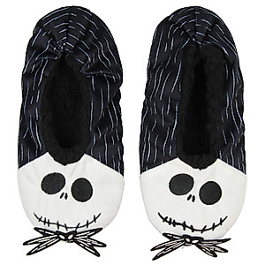 Bioworld The Nightmare Before Christmas Slippers Jack Skellington Character Slipper Socks with No-Slip Sole For Women Men (Medium)