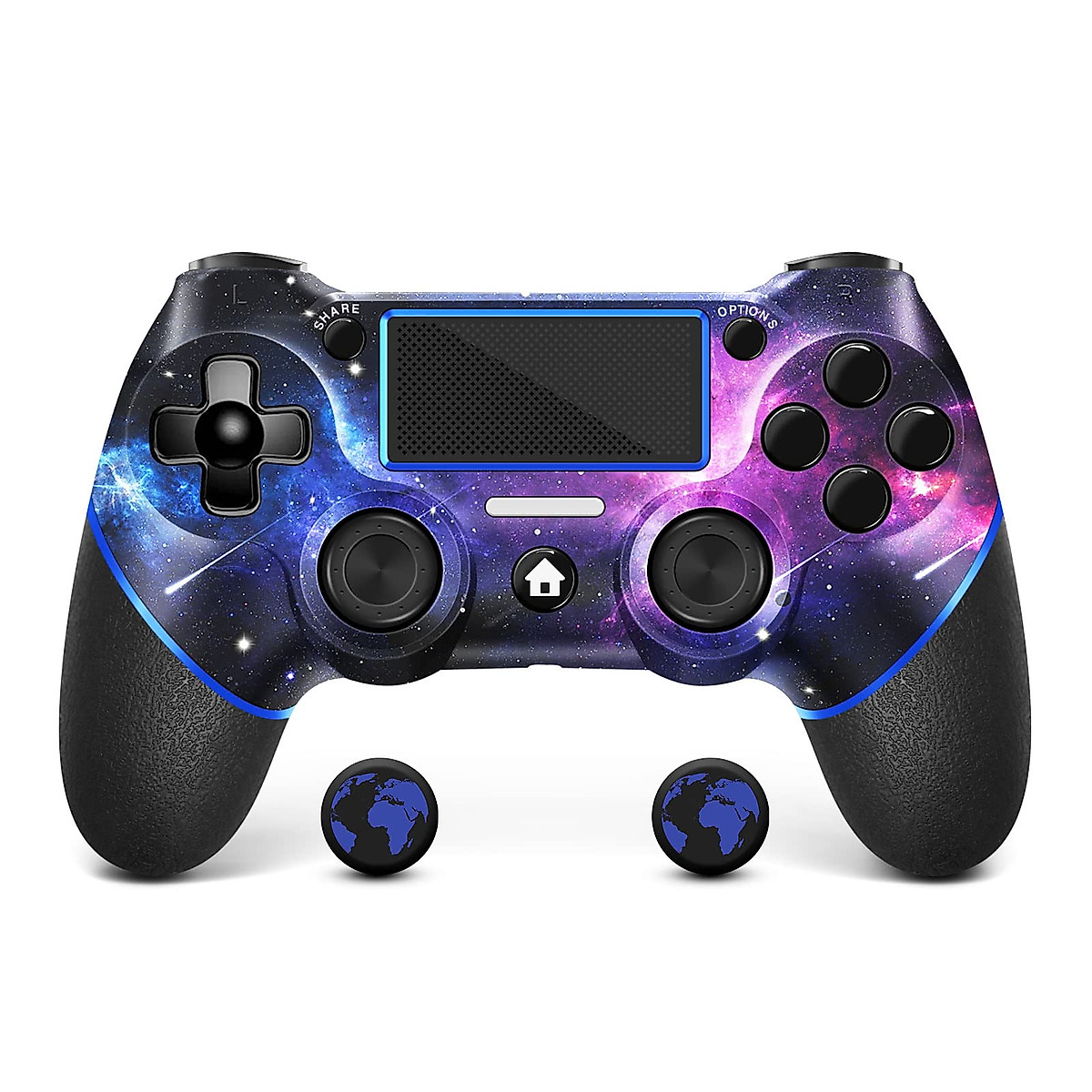 Open Red Custom Deisgn, Replacement for PS4 Controller, Starry Sky Wireless PS4 Controller Joystick for PS4, Slim, Pro and Windows PC, Bonus Two Thumb Grips