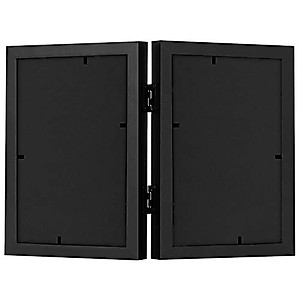 Americanflat Hinged 5x7 Picture Frame in Black - Double Picture Frame with Engineered Wood and Shatter Resistant Glass for Tabletop Display (Pack of 2)