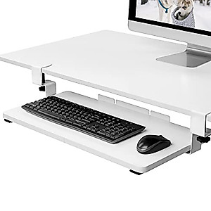 FlexiSpot Keyboard Tray Under Desk with C Clamp Mount 25 (30 Including Clamps) x 12in Adjustable Mouse Computer Keyboard Platform(White)