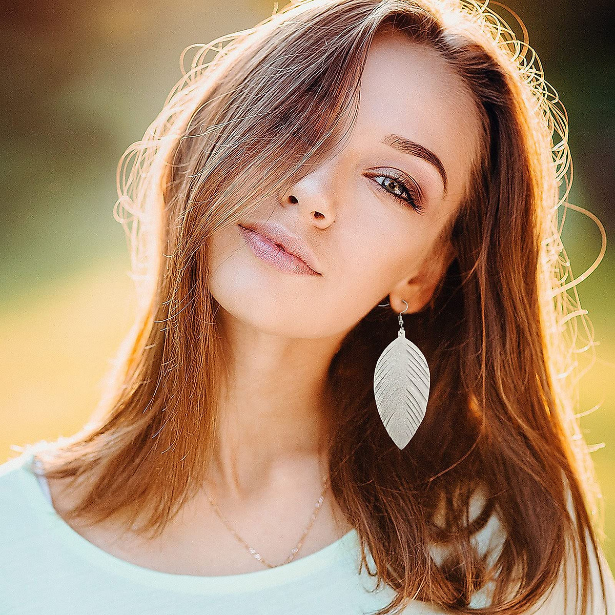 Leather Earrings for Women Dangle Large Soft Leather Handmade Fringe Feather Lightweight Tear Drop Earrings for Women Jewelry Gift