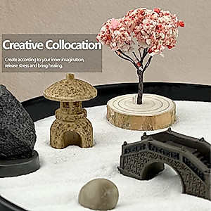 Zen Garden for Desk Japanese Zen Garden Kit 8 Inch Large Round with 6 Sand Rake and Accessories Tray Mini Desktop Zen Decor for Home Office Gift Therapy Relaxation Meditation