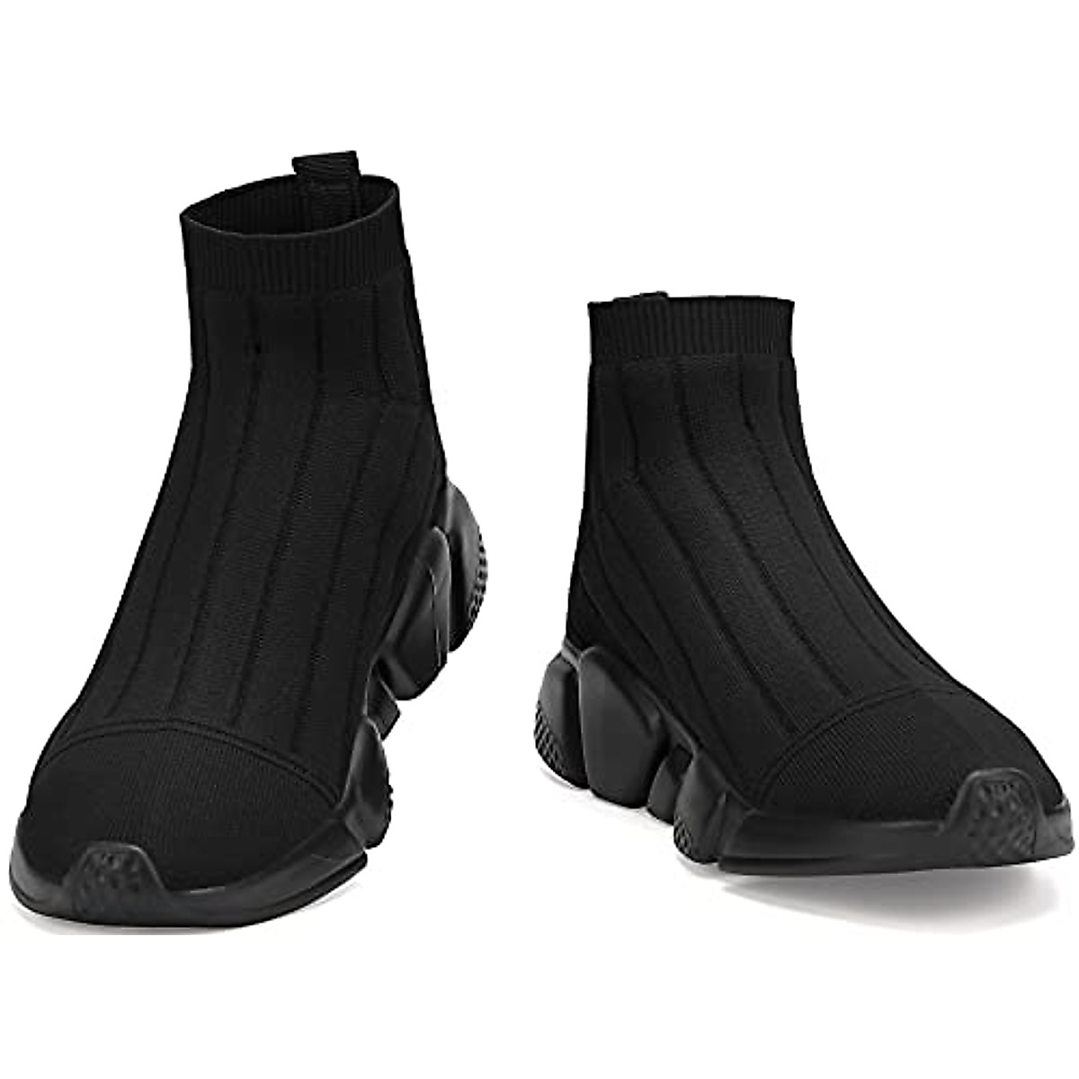 Santiro Mens Sport Shoes Slip On Tennis Workout Shoes Lightweight Breathable High Top Gym Running Walking Sock Sneakers for Men All Black 10 US