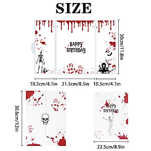 DARUNAXY Halloween Birthday Party Decorations, Red Halloween Happy Birthday Alternative Signature Guest Book Birthday Gifts on Halloween Skull Ghost Birthday Signing Card Party Supply Day of The Dead