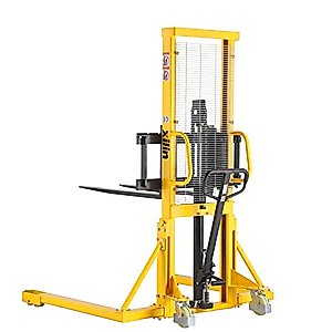 Xilin Manual Pallet Stacker 2200lbs Capacity 63" Lift Height with Straddle Legs Adjustable Forks