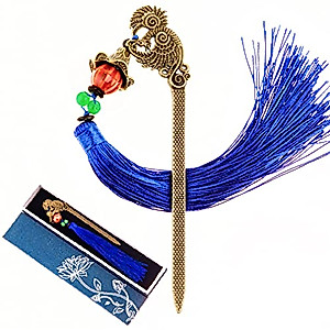 YJMZ Metal Bookmark, Unique Bookmark.with Phoenix Totem and Tassel Pendant, Symbolizing Auspiciousness, Suitable As a Creative Gift for Family and Book Friends