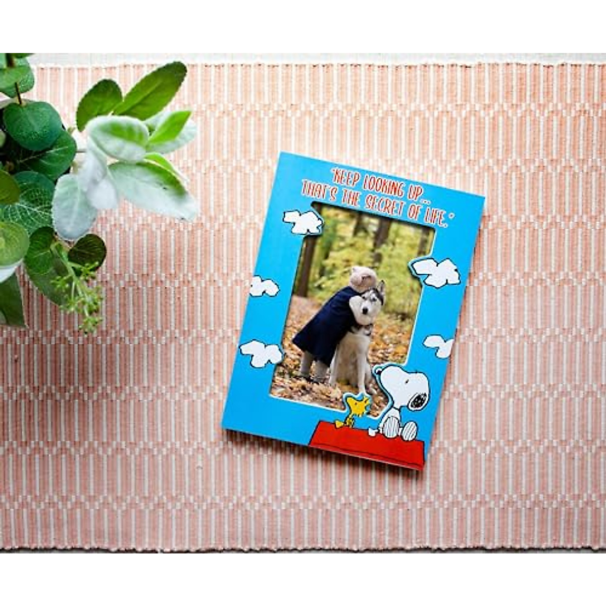 Silver Buffalo Peanuts Snoopy Woodstock Keep Looking Up Photo Picture Frame, Blue, 4 x 6 Inches