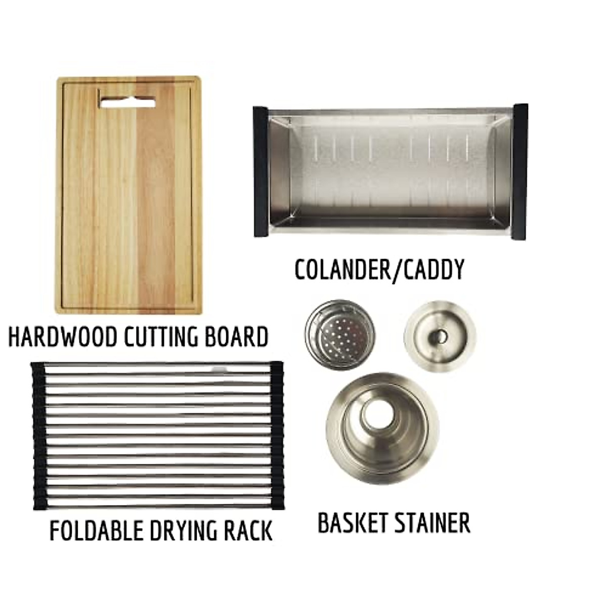 BlueBay Workstation Stainless Steel 28'' undermount Sink with 5 Gourmet Accessories