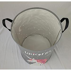 KUNRO Large Storage Basket Toy Box Bin Laundry Bag Foldable Hamper Clothes Kids Gift Organizer Chest Waterproof Coating Organizer Dorm Nursery Home (Beauty unicorn)