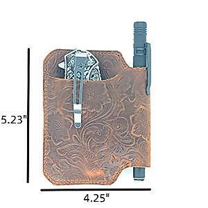JJNUSA Genuine Leather Multitool Belt Sheath Organizer, Leather EDC Belt Pouch for Men, Belt Holder Mini Leather Pocket Organizer Slip, Flashlight Holder, Pen Holder, Knives Sheath Holster