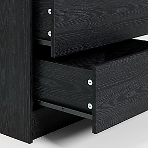 LIKIMIO Night Stand with Charging Station, Modern Black Nightstand with LED Light and Drawers, Bedside Tables/End Table for Bedroom