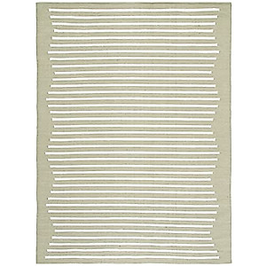SAFAVIEH Montauk Collection 6' x 9' Light Green/Ivory MTK313W Handmade Flatweave Boho Farmhouse Cotton Modern Stripe Living Room Dining Bedroom Area Rug