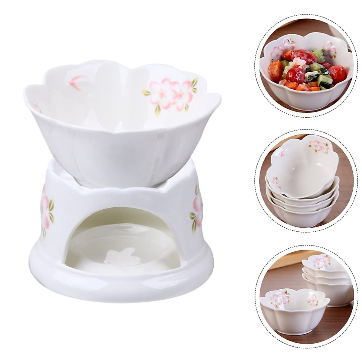 Hemoton Household Chocolate Fondue 1 Set Chocolate Melting Pot Ice Cream Ceramics Gadgets White Chocolate Melting Stove