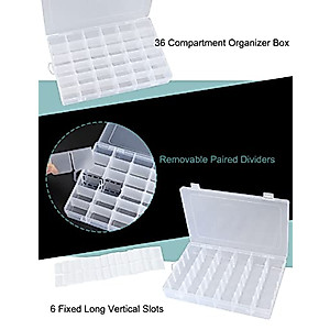 Avlcoaky Bead Organizer 2 Pack 3600 Tackle Box Organizer Clear Organizer Box 36 Grids Plastic Craft Organizer Jewelry Sewing Storage Box with Dividers