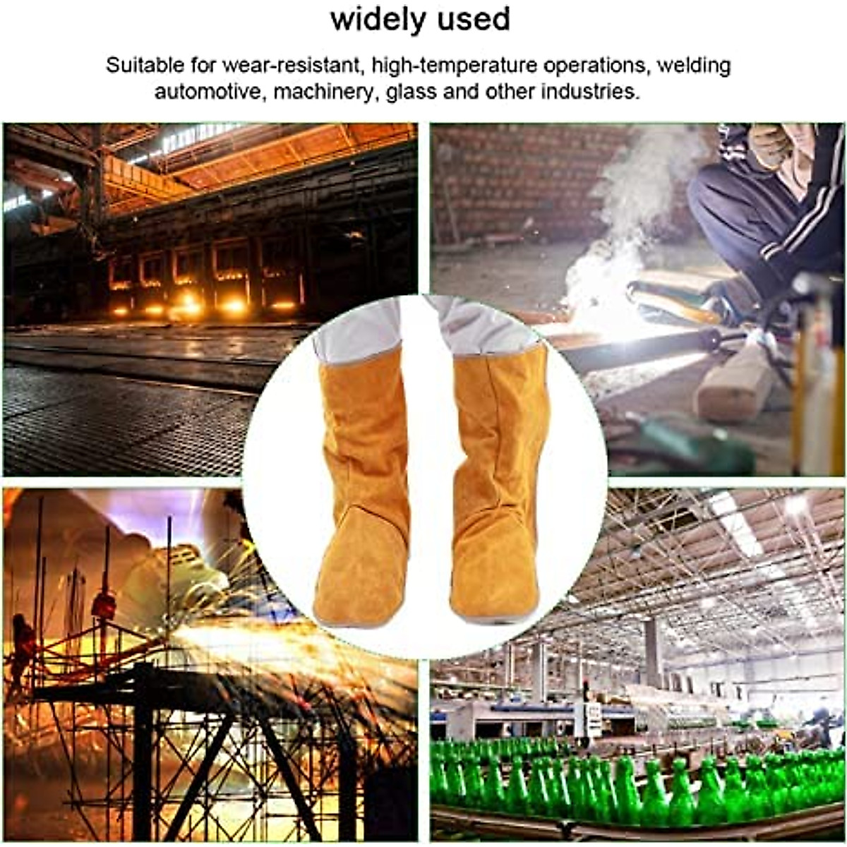 1 Pair of Leather Welding Insoles, Fire Resistant Welding Boots and Shoe Covers, Heat and Wear Welders Work Protection Foot Covers, Welding Safety Shoe Protectors, Welding Leggings
