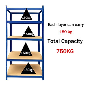 ANSIMIDA 5 Tiers Steel Shelves for Storage Heavy Duty Garage Organization Utility Shelf Rack for Books, Kitchenware, Tools Bolt-Free Assembly 59x27.5x11.8 inch