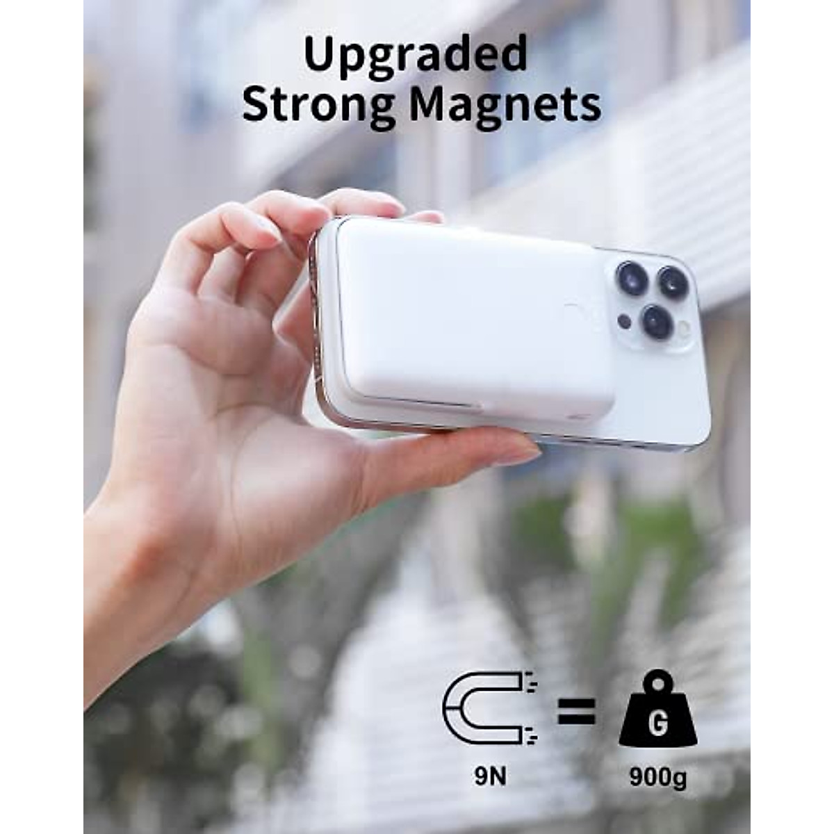 JoyGeek Magnetic Portable Charger, 10,000mAh Wireless Power Bank with Foldable Stand, Mag Safe Battery Pack PD 20W Fast Charging with C-C Cable for iPhone 14/14 Pro/14 Pro Max/14 Plus & 13/12 Series