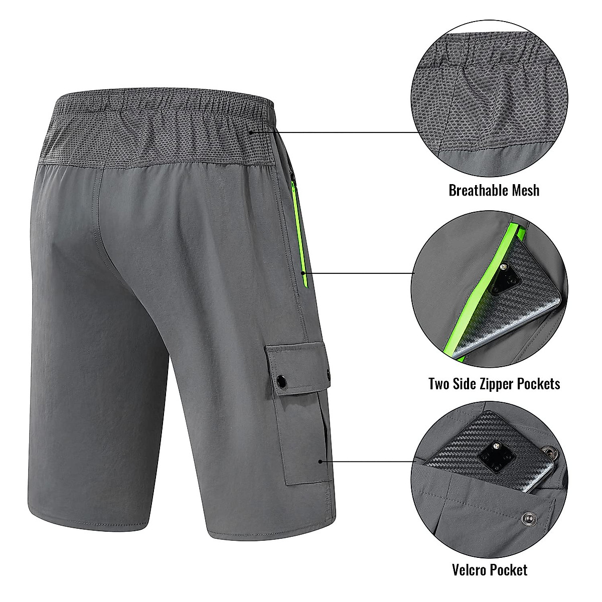 Mountain Bike Shorts for Men with 3D Padded Cycling MTB Shorts, Lightweight Loose Fit Bicycle Underwear Shorts X-Large
