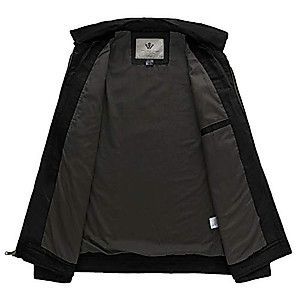 WenVen Men's Casual Canvas Cotton Lightweight Military Jacket (Black,M)