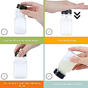 BAKHUK 36pcs 4oz Mini Plastic Juice Bottles with Caps, Empty Reusable Clear Bulk Beverage Containers for Juice, Milk and Other Beverages