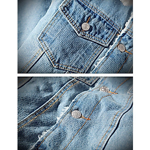 Springrain Men's Sherpa Fleece Lined Denim Jacket Warm Winter Trucker Jacket Cowboy Jean Jacket(LightBlue-M)