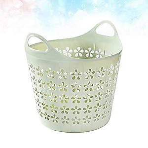 DOITOOL Laundry Baskets, Large Size Plastic Laundry Storage Basket Household Clothes Toy Laundry Basket Portable (Green)