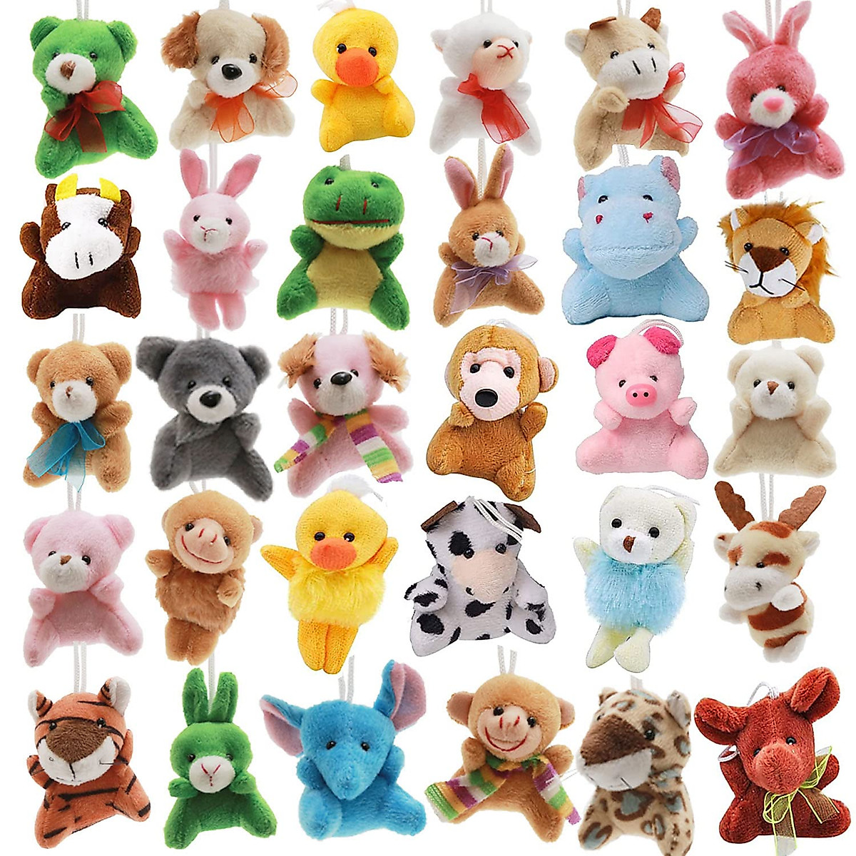 JUNBESTN Mini Plush Animals Bulk 30 Pack Easter Basket Stuffers Gifts for Kids Girls Class Students Party Favors Goodie Bag Fillers Prize