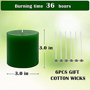 Amusaer 3x3 Inch Unscented Pillar Candles 6 Packs Green Dripless Smokeless Wax Cylinder Candles for Home, Party, Dinner Table 3x3 Inch (Pack of 6)