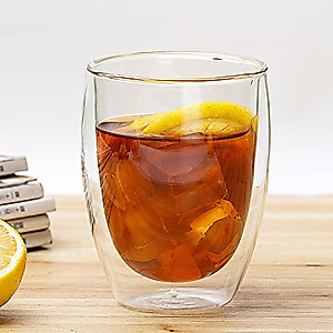 [4-Pack,12Oz] Glass Cups, Double Walled Thermo Espresso Glasses, Insulated Coffee Mugs, Drinking Glasses