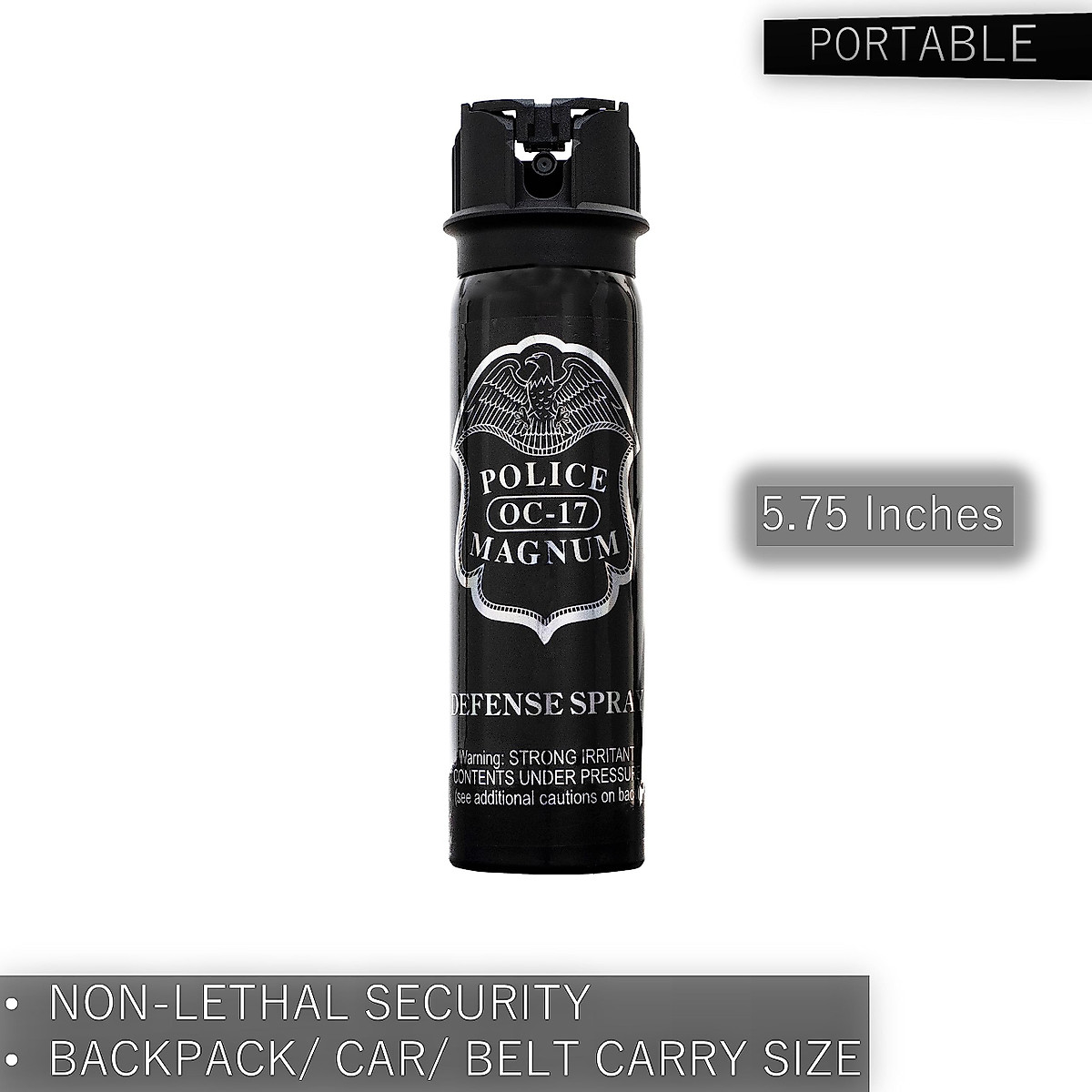 POLICE MAGNUM Pepper Spray Self Defense- Max Strength Portable Canister-Made in The USA - 4 Ounce Flip Top (Stream)