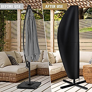 skyfiree Umbrella Covers for Outdoor Umbrellas Cantilever Umbrella Covers Patio 9 to 13 ft 420D Waterproof Durable Outdoor Umbrella Covers with Zipper Banana Umbrella Protector Black