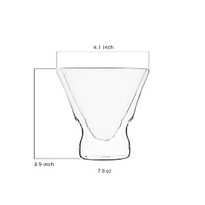 MasterPRO - Mixology Glassware - Double Walled Insulated Glassware - Durable Borosilicate Glass Sets for Home and Kitchen - Set of 2 Martini Glasses - 7.7 ounces