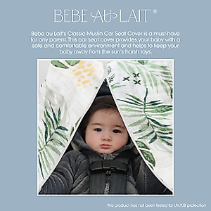 Bebe au Lait Classic Muslin Car Seat Cover -Perfect Baby Car Seat Covers for Babies, Car Seat Canopy, Unisex Baby Car Seat Cover- Easy Snap Straps, Fully Zippered Opening, Breathable- Green